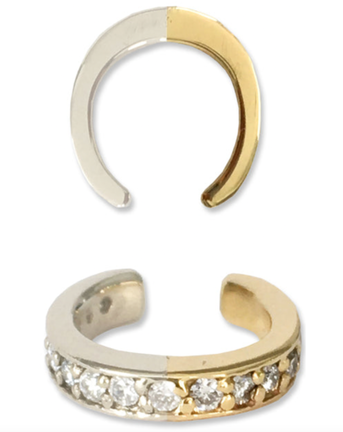 Ellis Ear Cuff 14KY & 14KW with White Diamonds– Eddera