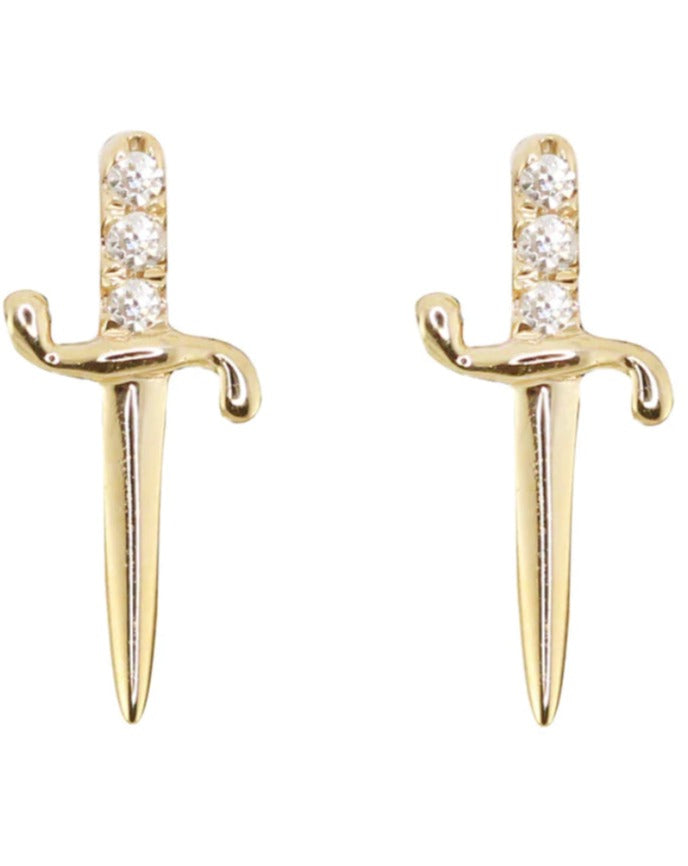 DIAMOND DAGGER STUD EARRINGS– Eddera
